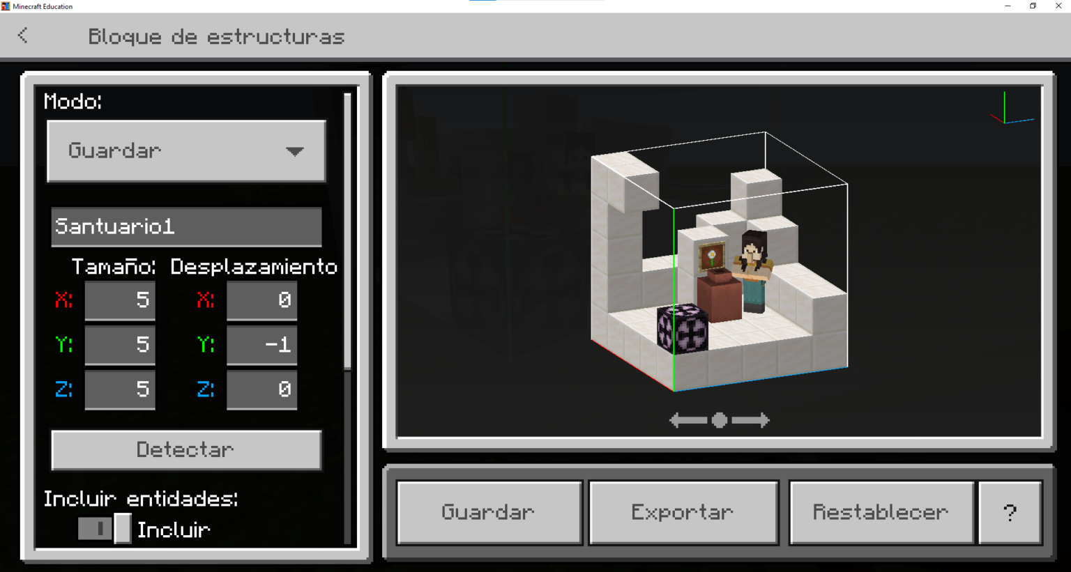 Bloque de Estructuras en Minecraft Education • Biblioteca labnauTICs